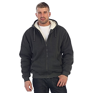 Gioberti Men Heavyweight Sherpa Lined Fleece Hoodie Jacket, Heather Charcoal, Medium