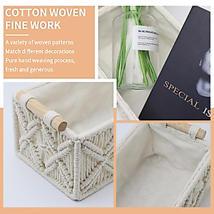 Macrame Storage Baskets, Boho Decor Style Woven Storage Boxes for Home Organization, Toilet Tank Shelf Cabinet Organizer Baskets,Set of 2