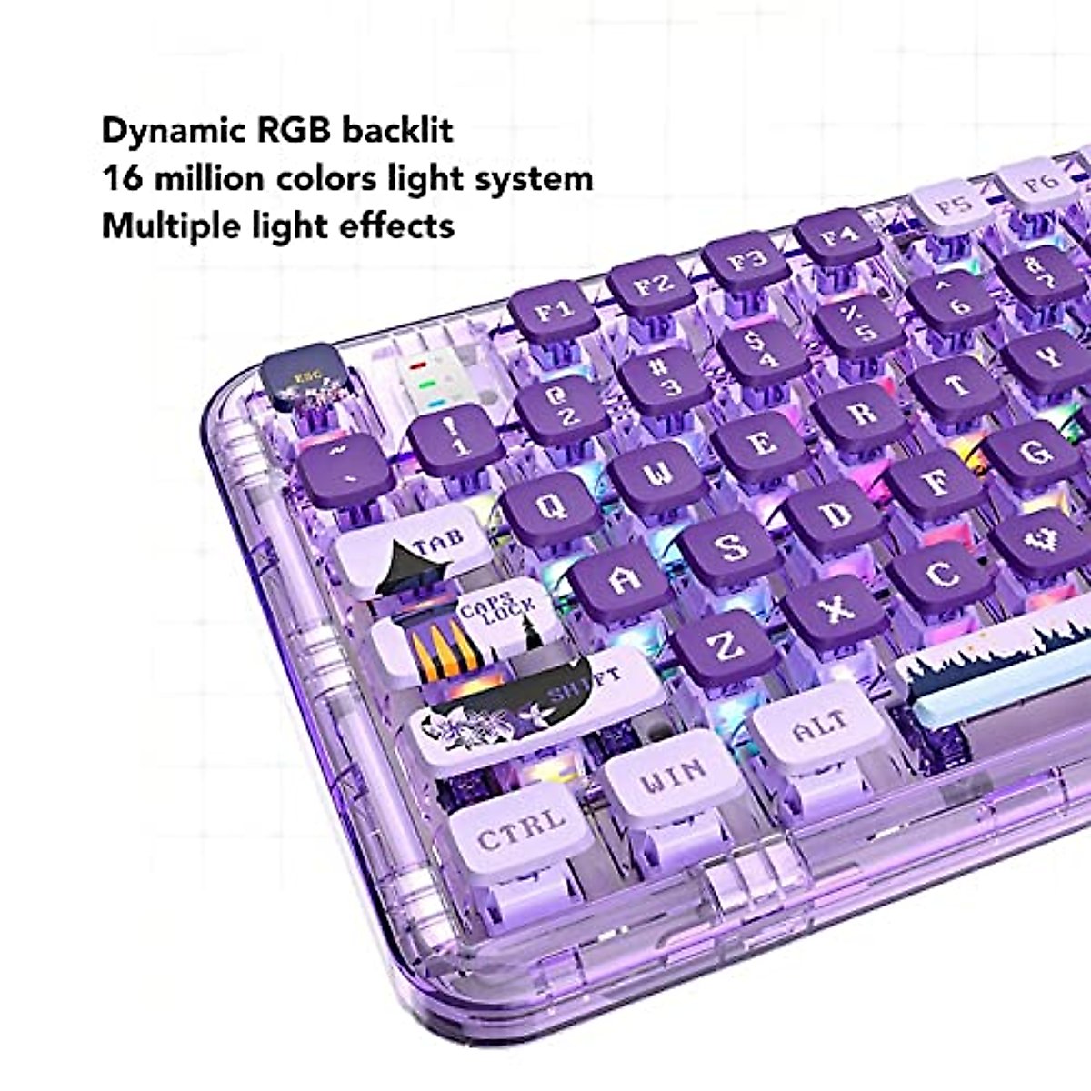Mechanical Keyboard, 80 Keys Triple Modes Gasket Structure Transparent Case Hot Swapable Mechanical Gaming Keyboard,for Gaming Studying
