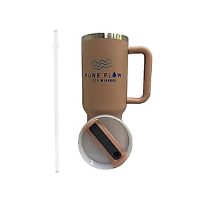 Pure Flow 40 oz Tumbler with Handle and Straw Lid,Stainless Steel Travel Mug Water Bottle Cup,Reusable Insulated Vacuum splashproof Cup,for Car,Home,Office,Gifts (black)