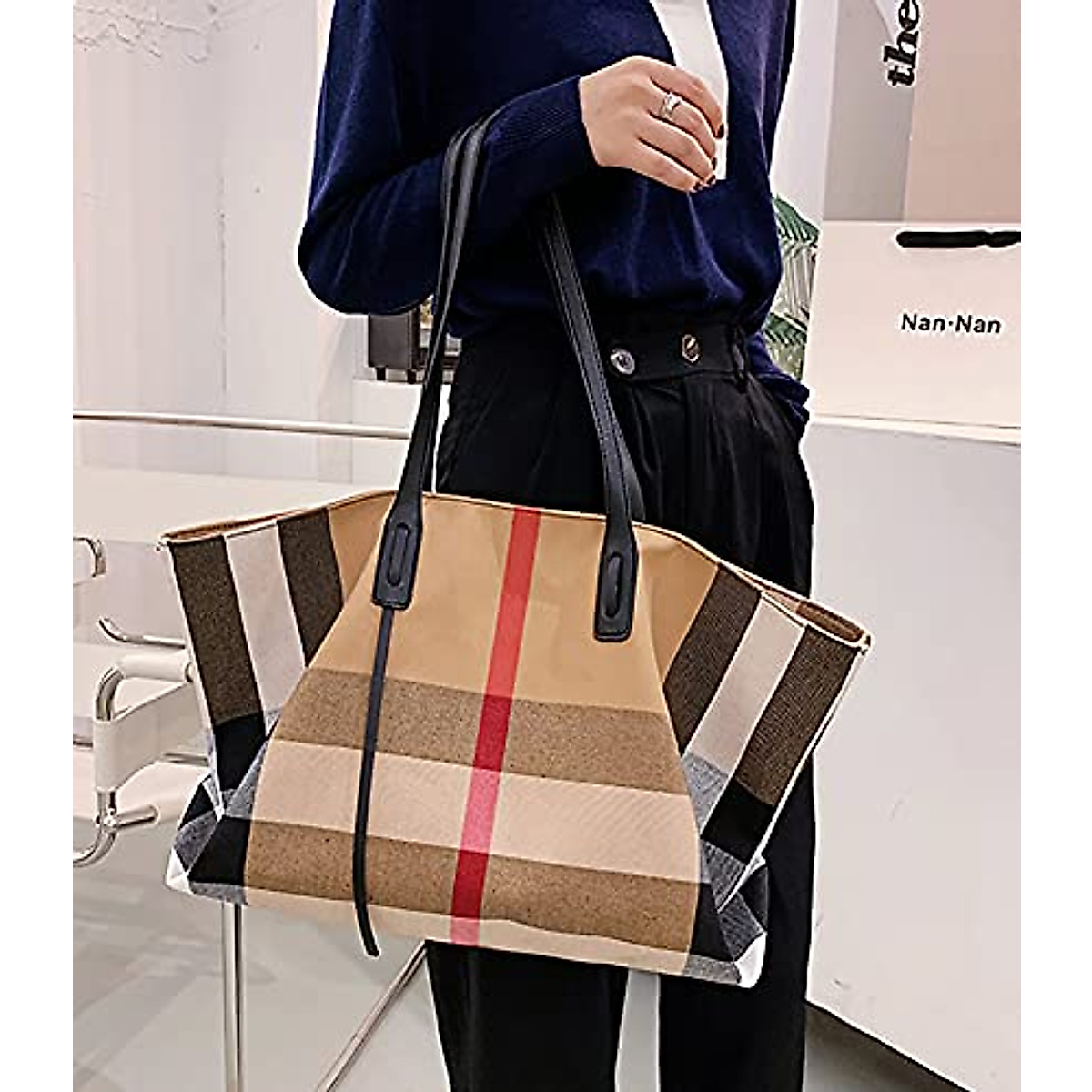 Handbags for Women Canvas Fashion Large Capacity Roomy Bag Ladies Crossbody Purse Fashion Tote Top Handle Satchel