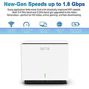 WiFi 6 Router AX1800 Wi-Fi Router -802.11ax Router, Dual Band Gigabit Router, High-Speed Router for Streaming,Up to 1200 Square Feet Coverage 4 Rooms & 64 Devices