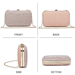 Dasein Womens Rhinestone Clutch Purse Sparkling Evening Bag with Crystal Clasp for Formal Prom Party Wedding (Pink)
