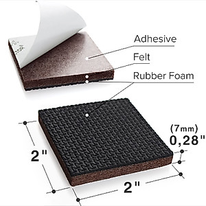 X-Protector Non Slip Furniture Pads for Hardwood Floors 32 PCS 2” - Square Anti Slip Furniture Pads - Self-Adhesive Rubber Furniture Pads Non Slip - Ideal Furniture Stoppers to Prevent Sliding!
