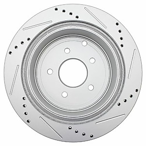 Brillix 2pcs Disc Brake Rotor Set Rear Left Driver and Right Passenger Side Coated Cast Iron Performance Drilled and Slotted 2882970058