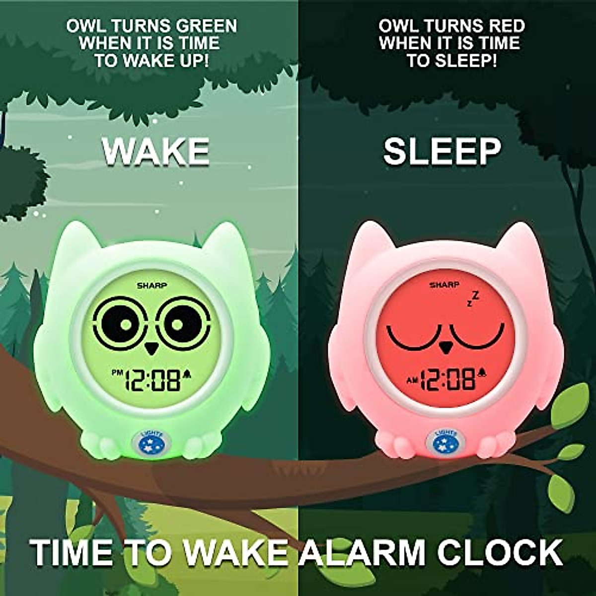 SHARP Ready to Wake Owl Sleep Trainer, Kid’s Clock for Ready to Rise, Ceiling Projection Nightlight and “Off-to-Bed” Feature – Simple to Set and Use!
