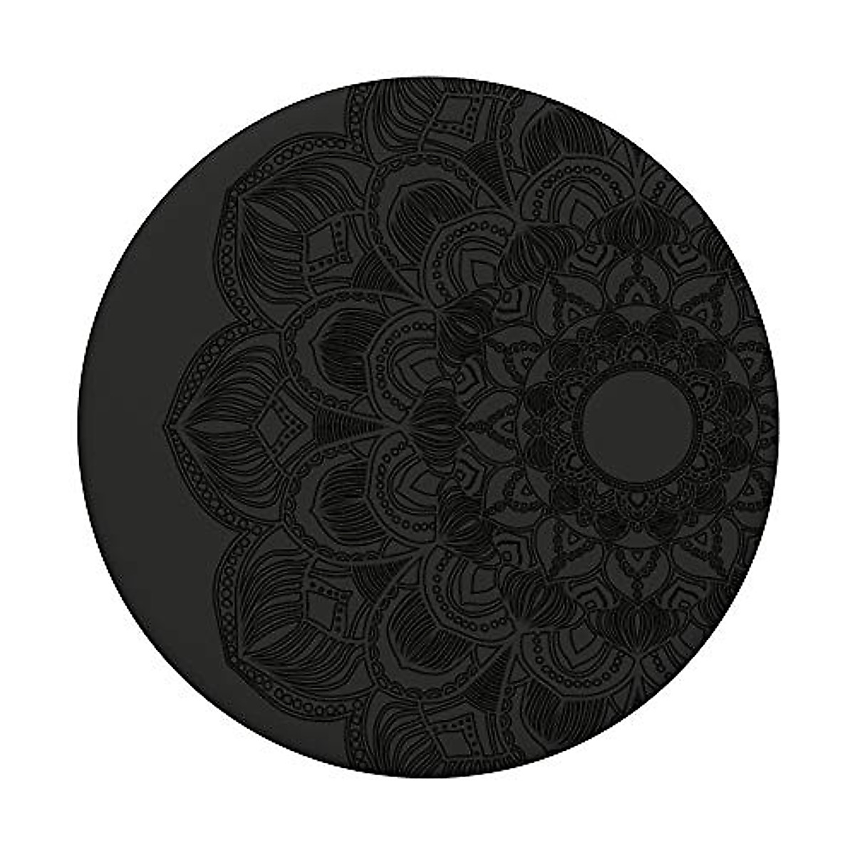 Black Carnation Mandala Floral Lotus Retro Art Zen Yoga Gift PopSockets PopGrip: Swappable Grip for Phones & Tablets