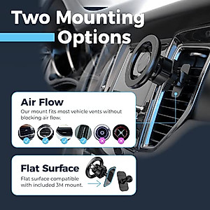 Power Theory Magnetic Phone Holder for Car, MagSafe Compatible, Easy Install, Vent and Dash Mount, One Hand, Secure, Portrait or Landscape, [iPhone 14 Pro Max/14 Pro /14/14 Plus, iPhone 13/12 Series]
