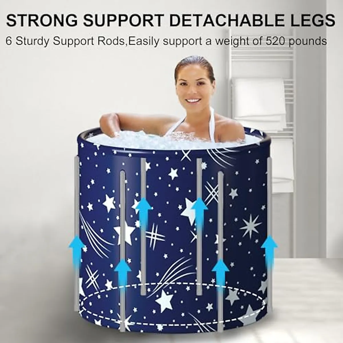 HotMax Portable Foldable Bathtub for Adult, Hot Bath Tub for Women, Freestanding Collapsible Home SPA Bath Tub, Soaking Tub with Cushion