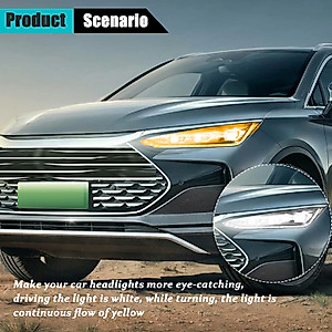 2PCS Car LED Strip Lights, 24inch LED Headlight Strip Daytime Running, Flexible Waterproof LED Headlight Strips Dual Color Turn Signal, Super Bright Waterproof 12V LED Tube (White/Yellow)