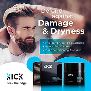Kick Hair Cream for Men Medium Hold Forming Cream - Award Winning Mens Hair Products - Non Greasy Hair Styling Cream with Argan and Coconut Oil to Restore Dry, Damaged Hair - 2 Oz