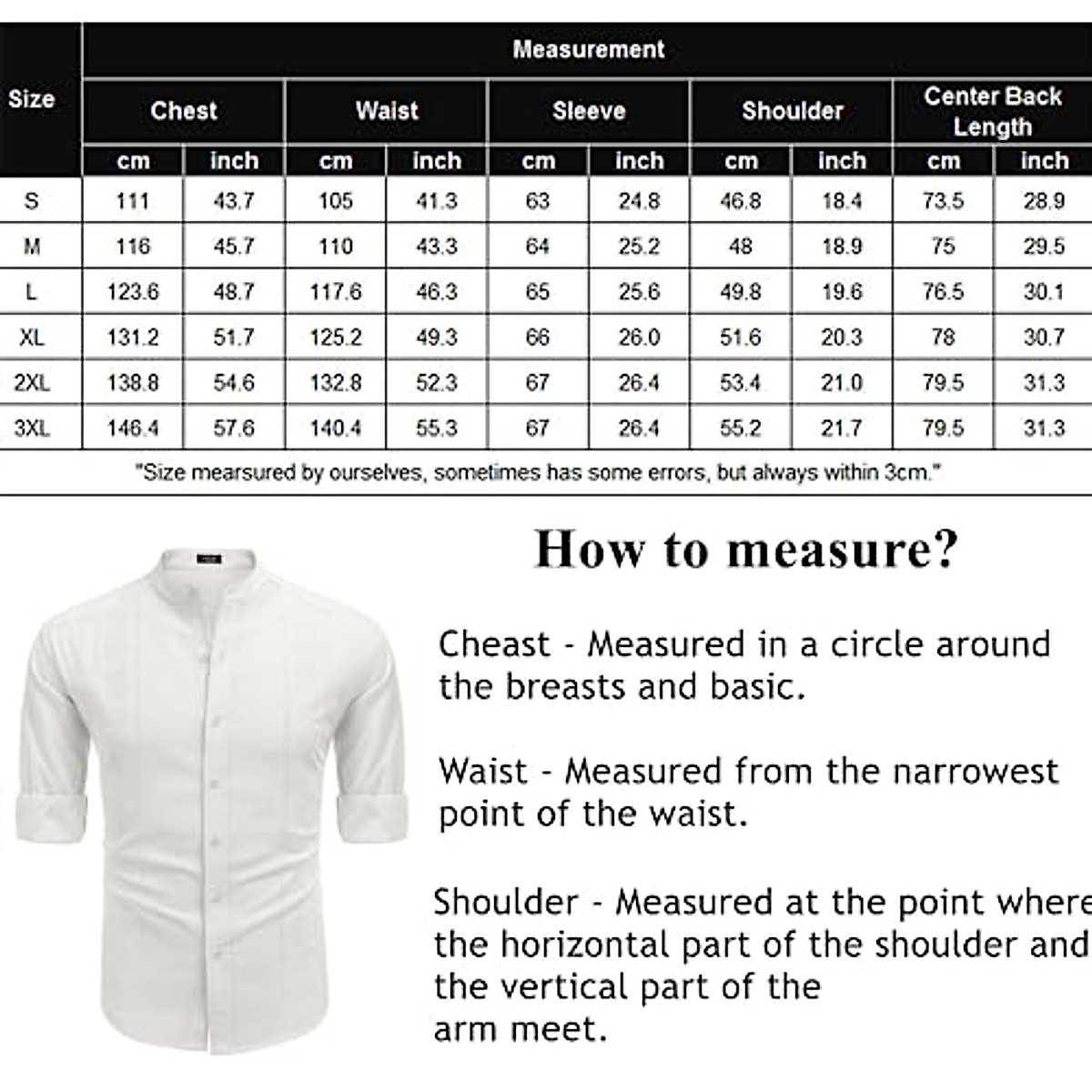 COOFANDY Mens Casual Button Up Shirt Cuban Beach Shirt Band Collar Summer Shirt, Black, X-Large, Long Sleeve