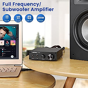 AIYIMA A3001 Mini Stereo Amp 200W Subwoofer Amplifier Class D Mono Amp with Full-Frequency & Sub Bass Home Audio Speaker amp