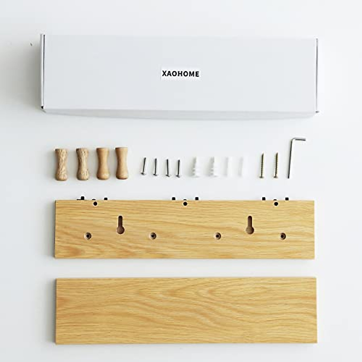 XAOHOME Wall Mount Coat Rack with Shelf, Sturdy Wooden Floating Shelf with Hooks Save Your Indoor Space, New Ingenious Fasteners Make The Wall Coat Hanger Easy to Install(Yellow)