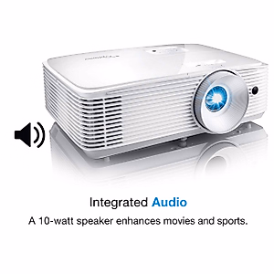 Optoma SH360 Affordable Home Projector | Indoor or Outdoor Movies, Up to 300" | 480p Ready | Bright 3600 Lumens | Compatible with Fire Stick, Roku & More | Integrated Speaker | Up to 15,000hr Lamp