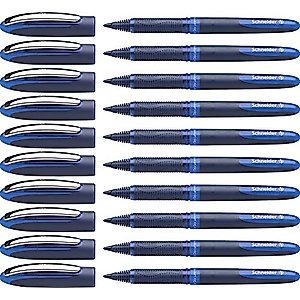 Schneider One Business Rollerball Pen, 0.6 mm Ultra-Smooth Tip, Blue Barrel, Blue Ink, Box of 10 Pens (183003)