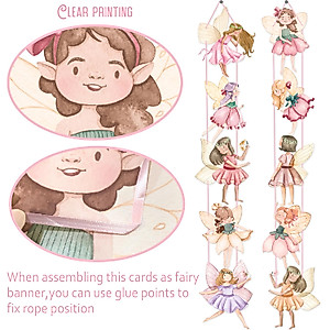 Fairy Party Door Signs Floral Fairies Party Cutout Banner Fairy Hanging Decorations Fairy Garden Birthday Party Banners for Flower Wonderland Baby Shower Supplies