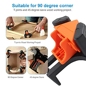 ICQUANZX 90 Degree Corner Clamp, Adjustable Single Handle Spring Loaded Right Angle Clamp,Swing Woodworking Clip Clamp Tool