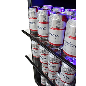 Vinotemp EL-BCU101-01 Refrigerator and Cooler Capacity Mini Drink Fridge with Touch Screen Temperature Control and Glass Door, 161 Can, Stainless Steel, 105 Beverage, Black