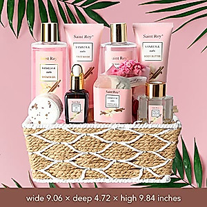 Spa Gift Basket Vanilla Oat 14 Pcs Bath Scents for Women,Bath Gift Set Enriched Shea Butter. Home Spa with Shower Gel, Body Oil, Diffuser, Shower Steamer & More for Mom