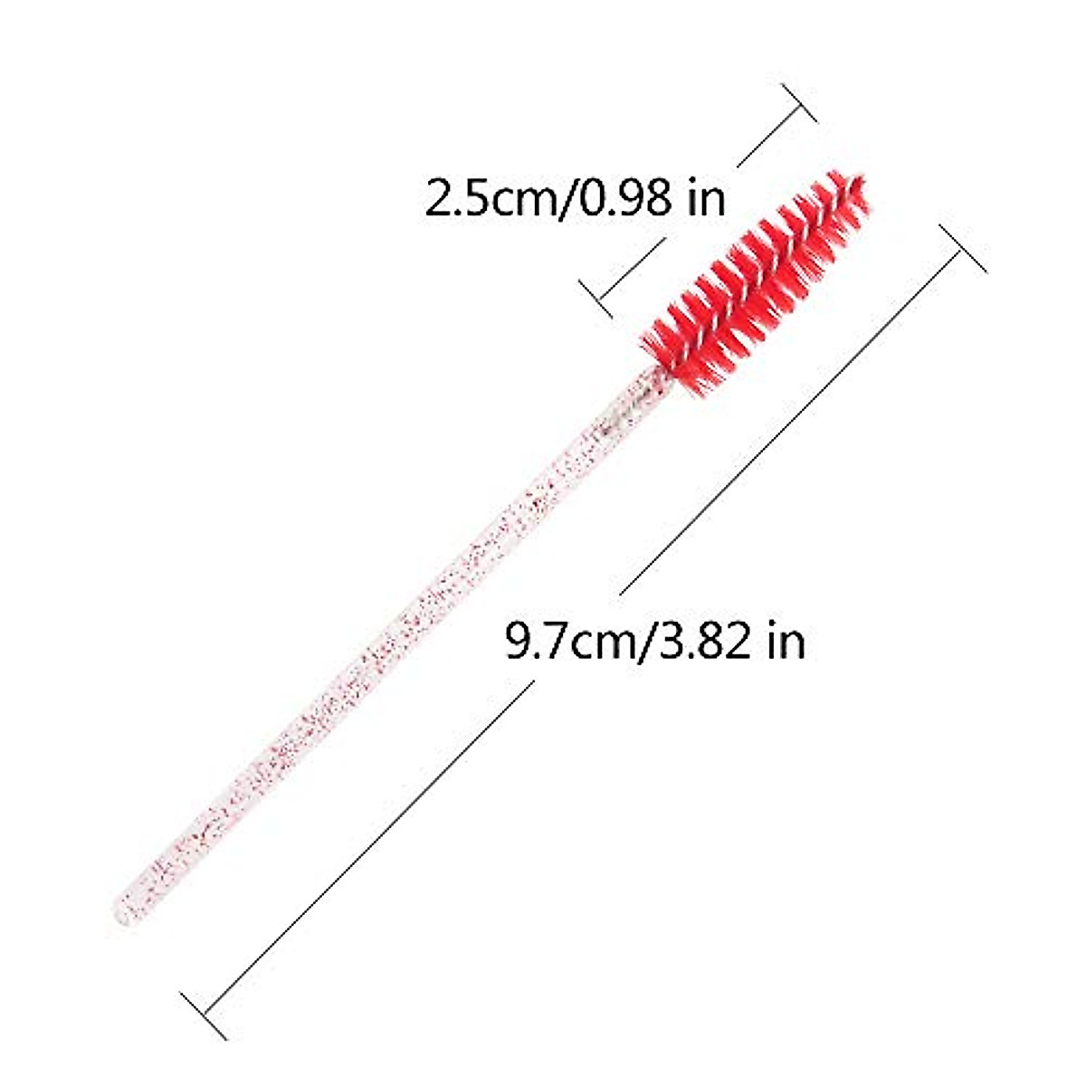 300 Pack Disposable Mascara Wands for Eyelash Extensions Eye Lash Applicators Makeup Brushes Tool kits, Crystal Red Handle- Red