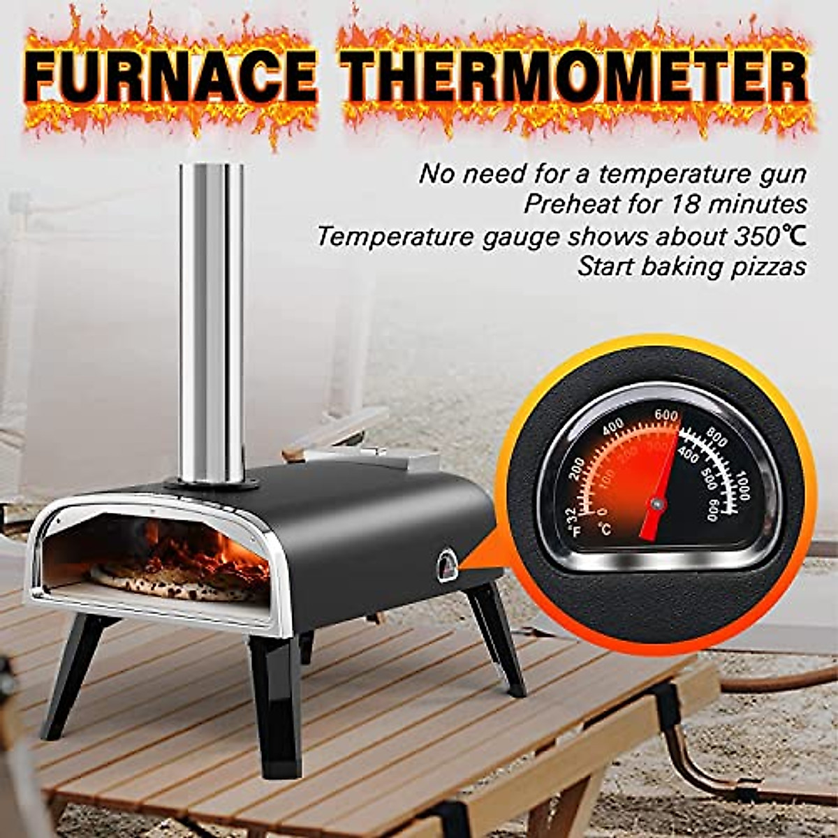 aidpiza Pizza Oven Outdoor 12" Wood Fired Pizza Ovens Pellet Pizza Stove for Outside, Portable Stainless Steel Pizza Oven for Backyard Pizza Maker Portable Mobile Outdoor Kitchen