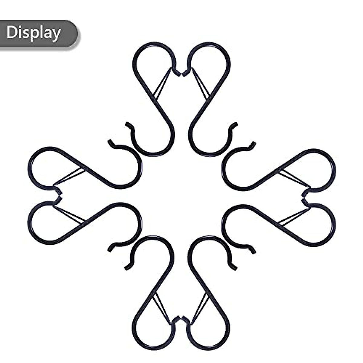 FOONLOK 8PCS S Hooks for Hanging - S Shaped Hooks for Kitchen Utensil and Closet Rod - Black S Hooks for Hanging Plants, Pots and Pans, Bags - Heavy Duty Rustproof Safety Buckle Design - 3.5 Inch