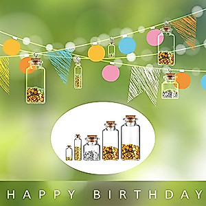 45 Pieces Mini Glass Bottles Clear Small Wishing Jars with Cork Stoppers Cork Glass Bottles with 50 Pieces Eye Screws and 3 Pieces Funnels for DIY Art Crafts Party Home Decoration, 5 Sizes