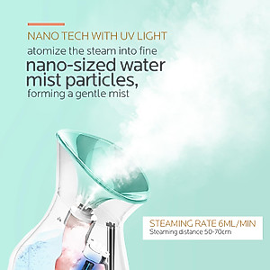 Colorfarm Facial Steamer Nano Ionic: Portable Face Steamer Deep Cleaning Unclogs Pores - Humidifier Hot Mist Steam Home Sauna Spa for Women Men Sinuses Moisturizing
