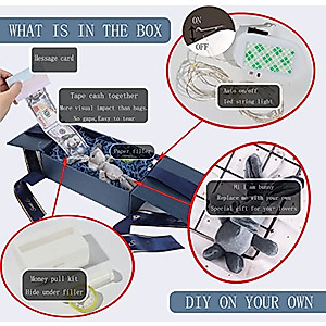 Money Box for Cash Gift Pull- Money Gift Box for Cash Gift Ideas-Love Box with Money Pull Out KIT & Automatic ON/Off String Light - Birthday Money Pull Box Surprise Money Box.