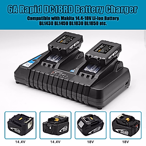 POWTREE Upgraded 3.5Ah 2Packs BL1860B Battery and DC18RD Charger Compatible with Makita 18V Battery BL1860 BL1850 BL1850B BL1840 BL1840B BL1830 BL1830B BL1815B LXT400 18-Volt Power Tools Batteries