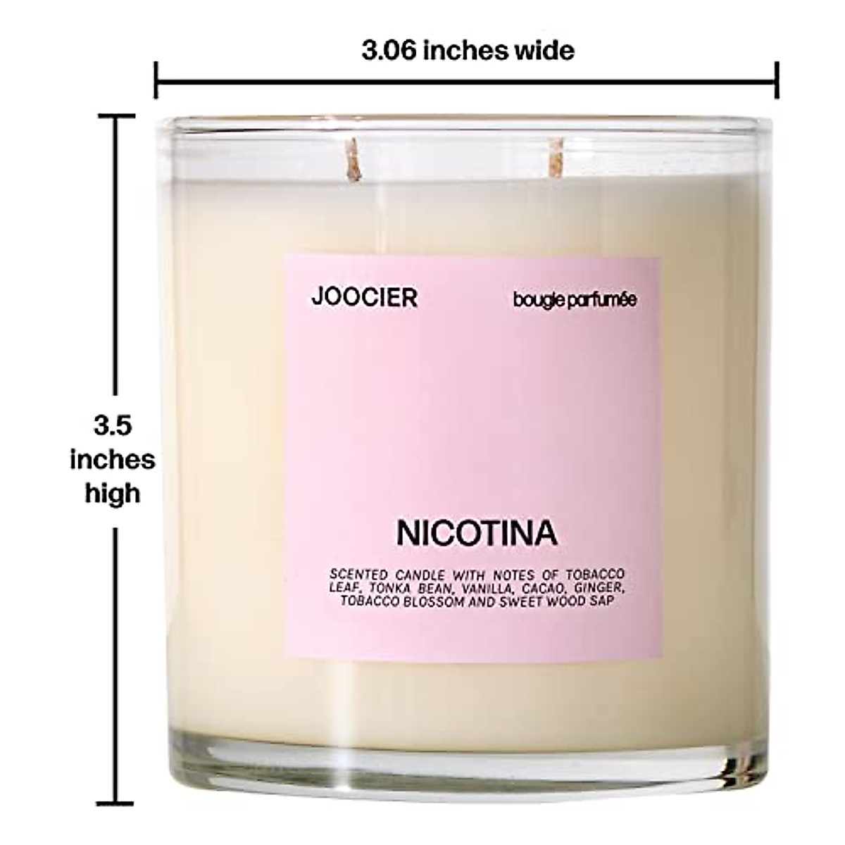 JOOCIER | Nicotina Candle- Tobacco, Vanilla, Cacao | Tobacco Vanille Fragrance Inspired Candle 10 oz 70+ Hour Burn time Double Wick Luxury Home Fragrance Scented Candle Home décor Non Toxic