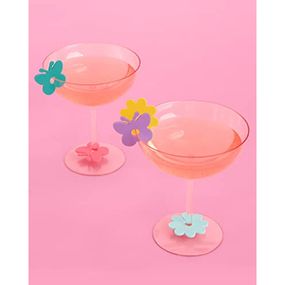 xo, Fetti Butterfly + Flower Drink Markers Set - 16 ct | Pastel Bday Decorations, Bachelorette Party, Bridal + Baby Shower, Groovy, 70s