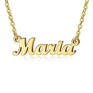 SANNYRA Mia Name Necklace Personalized 18K Real Gold Plated Customized Nameplate Necklace Jewelry Gifts for Women