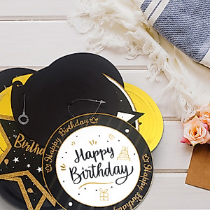 Nelbiirth Happy 18th Birthday Black & Gold Glitter Swirls Streamers Party Decorations - 15 Pcs 18th Birthday Hanging Swirls Streamers Kit,Cheers to Eighteen Years Old Bday Party Sign.