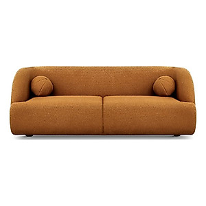 Ashcroft Furniture Co Querno Modern Luxury Japandi Style Boucle Fabric Curvy Sofa Couch in Orange