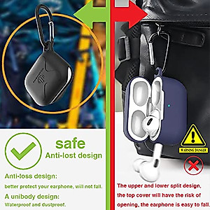 Waterproof case for Airpods Pro 2nd Generation 2022 and Airpods Pro 2019 ,Anti-Lost,Support Wireless Charging,. - Black