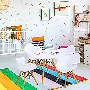 Costzon Kids Table and Chair Set, Mid-Century Modern Style Table Set, Round Table with Armchairs for Toddler Children, Kids Dining Table and Chair Set (White, Table & 4 Chairs)