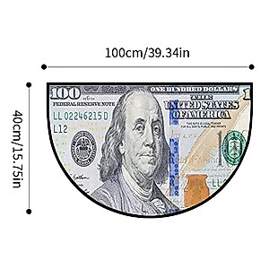 Half Round Dollar Rug,16x39 inch Non-Slip Half Circle Area Rug,100 Dollar Bill Area Rug,Money Rugs,Laundry Room Rug,One Hundred Dollar Bills Rug,Money Carpet,Money Mat,Dollar Runner(D-16x39inch)