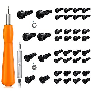 Doorbell Screwdriver,Double-Ended Torx T6 T15 Screwdriver Bit Set Replacement with 40Pcs T6 T15 Doorbell Screws for Video Doorbell 1,2 and Pro (Orange)