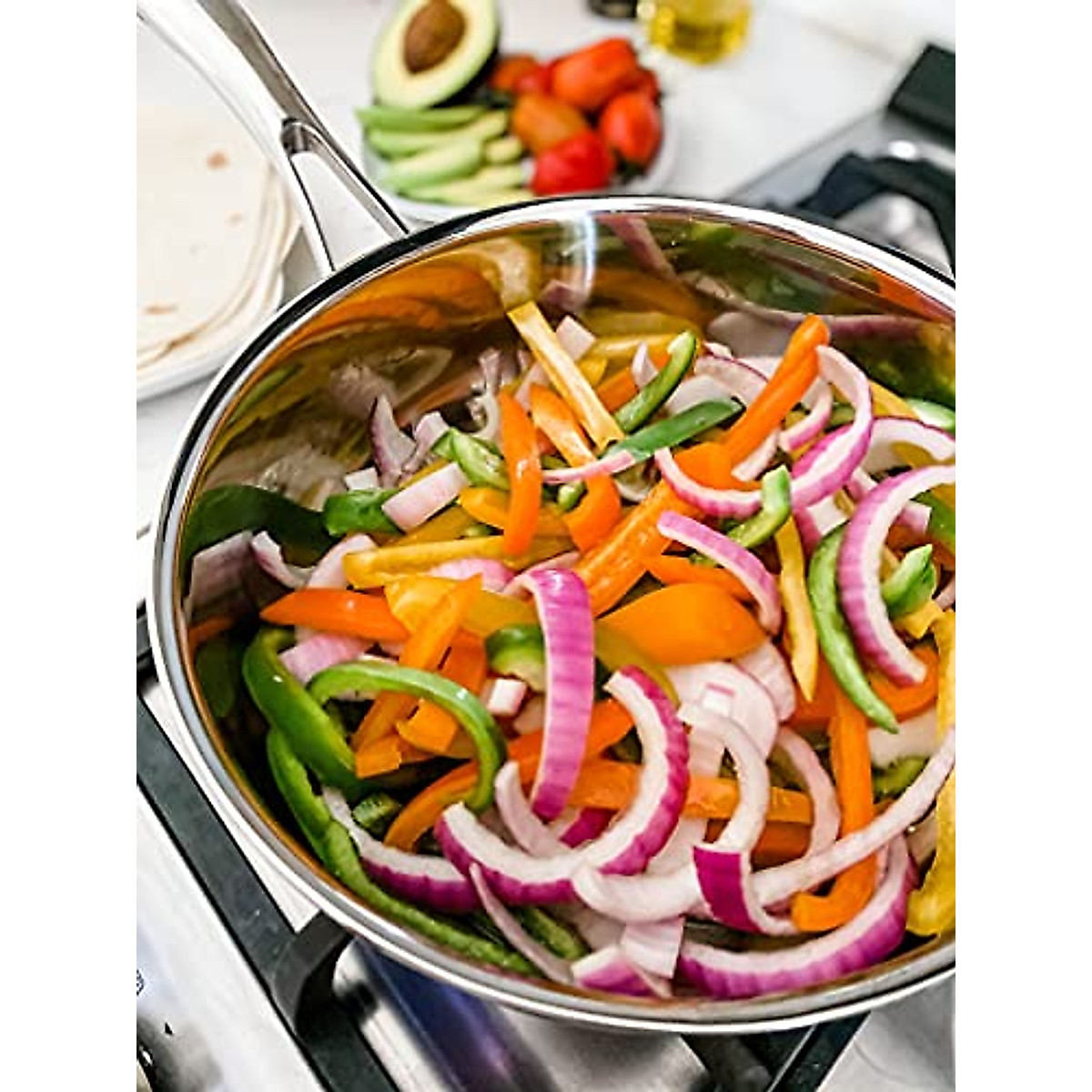 Black Cube Stainless Steel 8-inch Frying Pan, 3 Ply Professional Grade Steel Skillet, Sliver, Dishwasher Safe