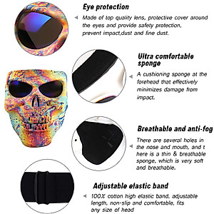 Flantor Motorcycle Goggle Skull Face Mask for Airsoft Paintball Motor Racing Polarized Lens