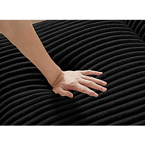 kevarada Corduroy Upholstered Modular Sectional Couch Loveseat Sofa 2 Seats Convertible Sectional Sofa for Living Room Small Couch for Small Space(2 Seats,Black)