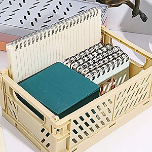 Hefddehy Collapsible Crate Plastic Folding Storage Box Basket Utility Cosmetic Container Pink