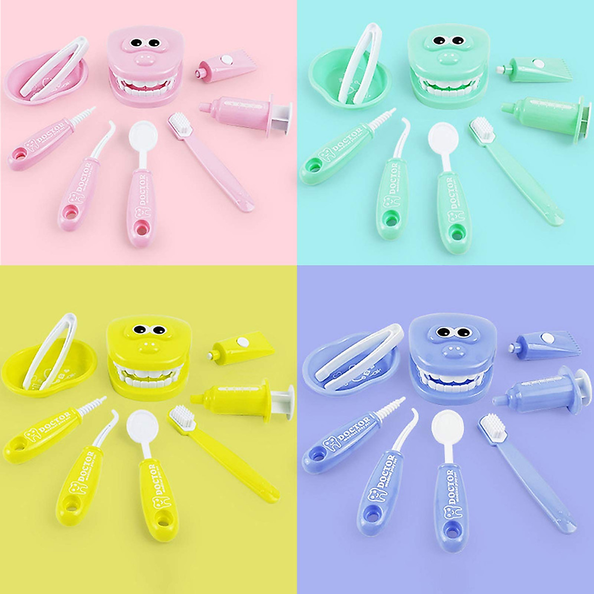 WskLinft Teeth Dentist Game for Kids,9Pcs/Set Dental Tool Play for Kids, Children's Dental Tools Preschool Education Toy for Classroom Green
