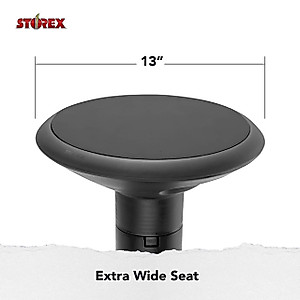 Storex Active Tilt Stool – Ergonomic Seating for Flexible Office Space and Standing Desks, Adjustable 12-24 Inch Height, Black (00320A01C)