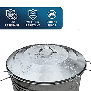 Plexon 13-Gallon Galvanized Steel Round Trash Can with Lid