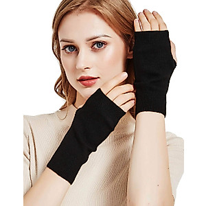 Novawo Wool Blend Fingerless Gloves Soft Arm Warmers Flexible Typing Gloves