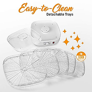 NutriChef Food Dehydrator Machine - Professional Electric Multi-Tier Food Preserver, Meat or Beef Jerky Maker, Fruit & Vegetable Dryer with 5 Stackable Trays, High-Heat Circulation - PKFD06