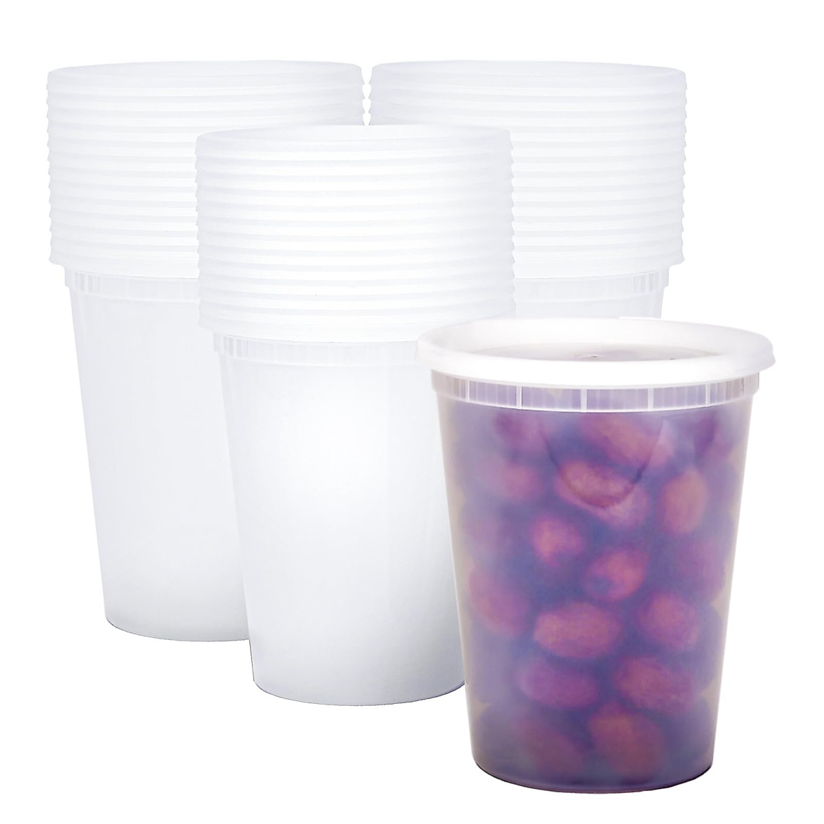 EASYTRIP 24 Pack plastic Food Storage Containers 32 oz，Deli Containers With airtight lid，Disposable Meal Prep Containers/BPA Free/Freezer Safe/Dishwasher Safe/Microwave Safe/Stackable